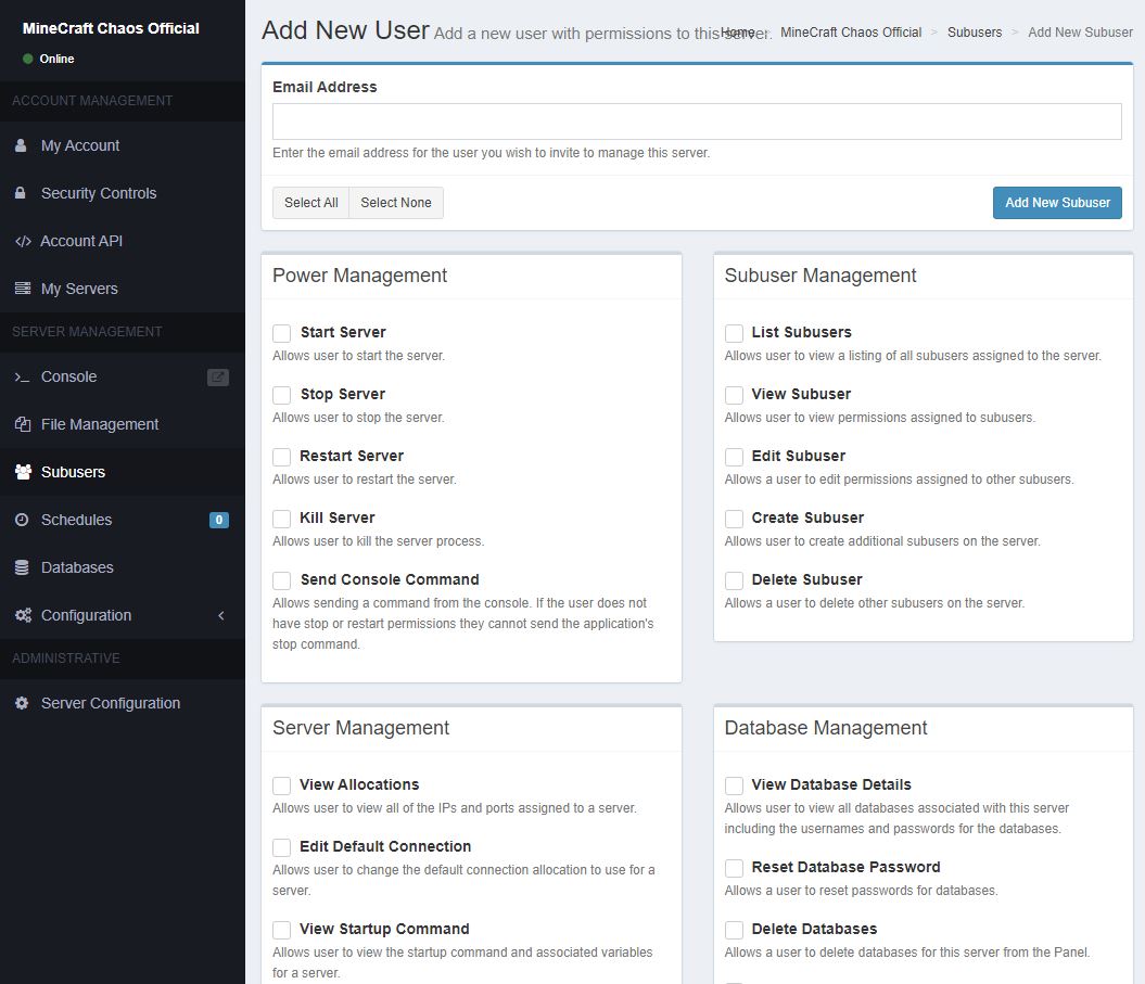 Game Panel Features - ChaosVoid.com