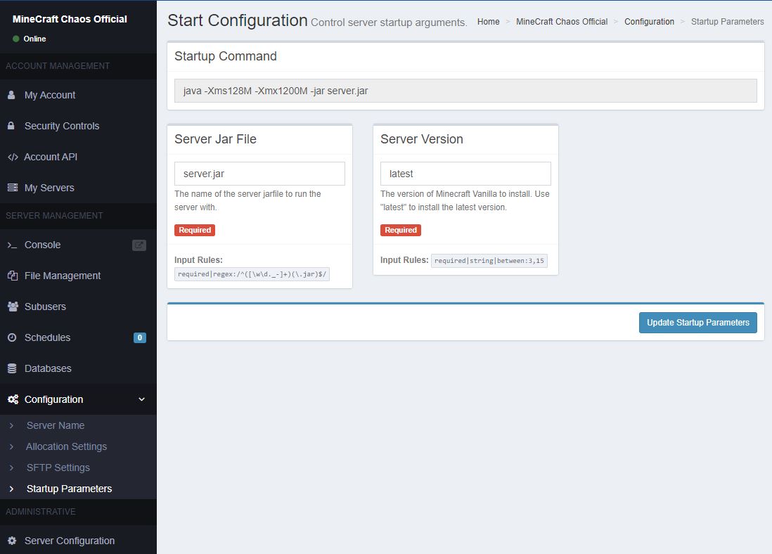 Game Panel Features - ChaosVoid.com
